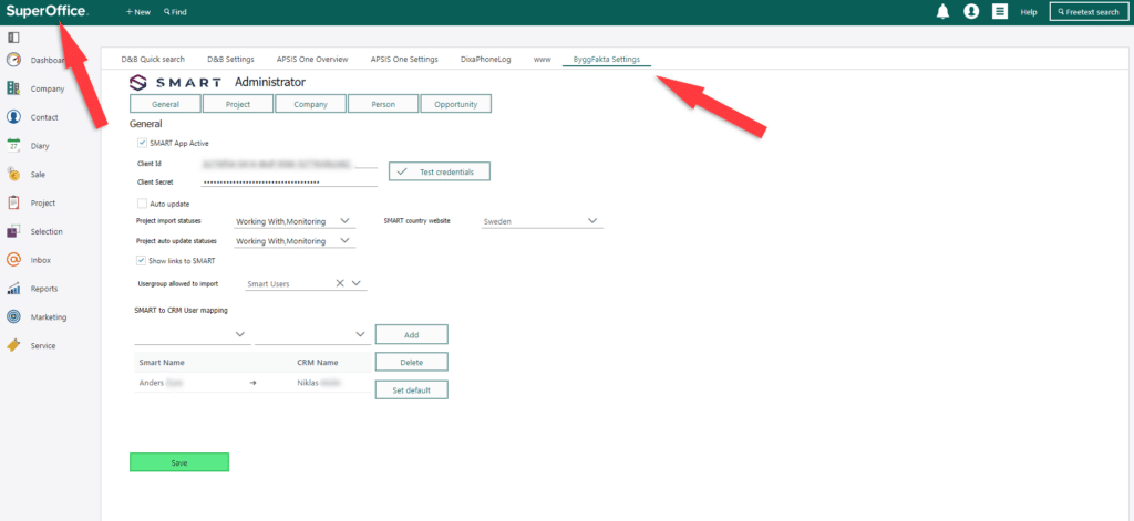 Byggfakta SMART for SuperOffice - Siteshop